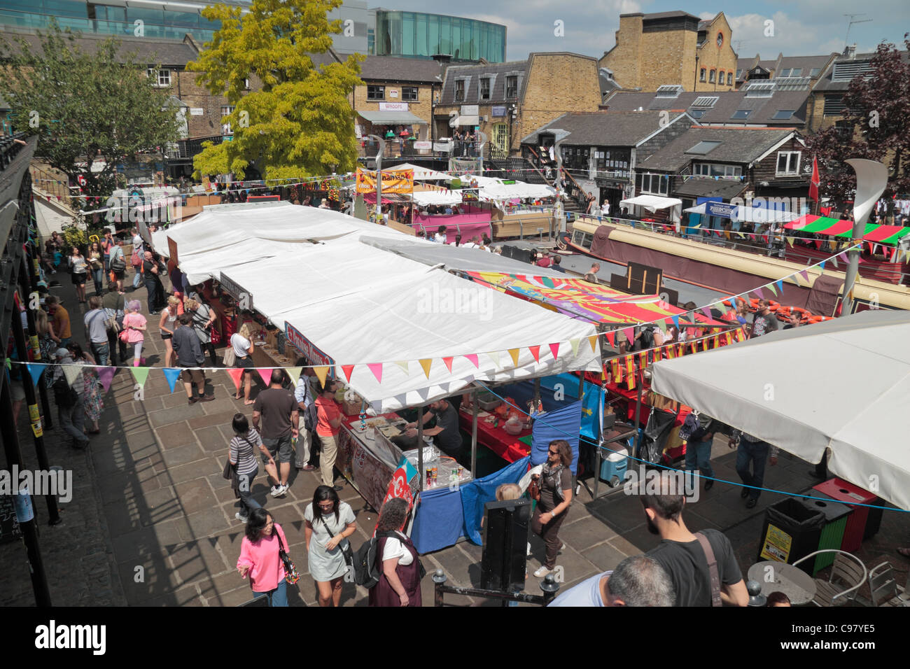 Market stalls in Middle Yard, Camden Market, in Camden Town, London, UK ...