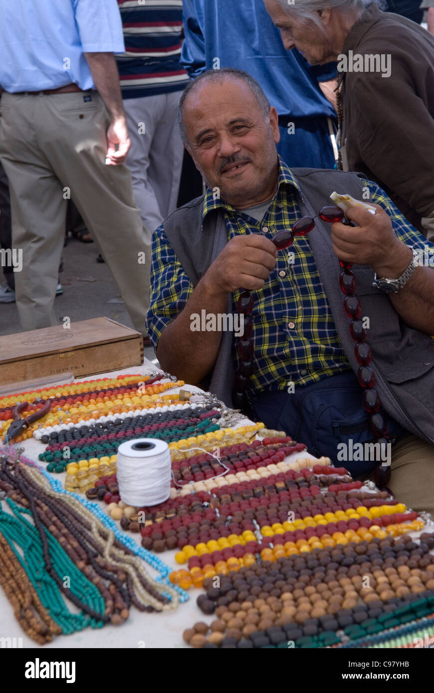 'Worry beads' vendor, Souk al-Ahad (Sunday Market), Beirut, Lebanon ...