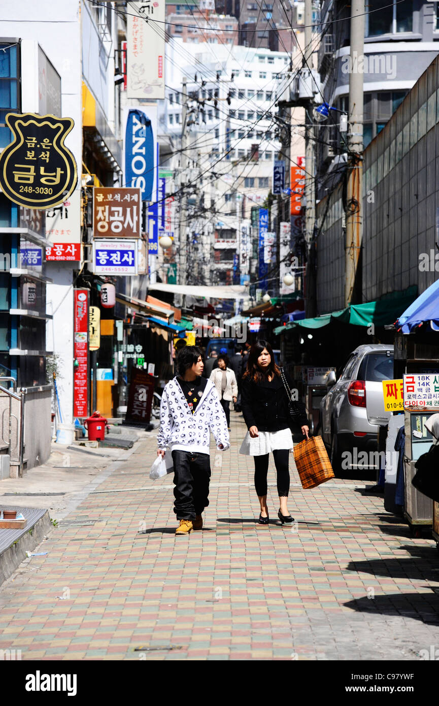 A narrow street in Busan, South Korea Stock Photo - Alamy