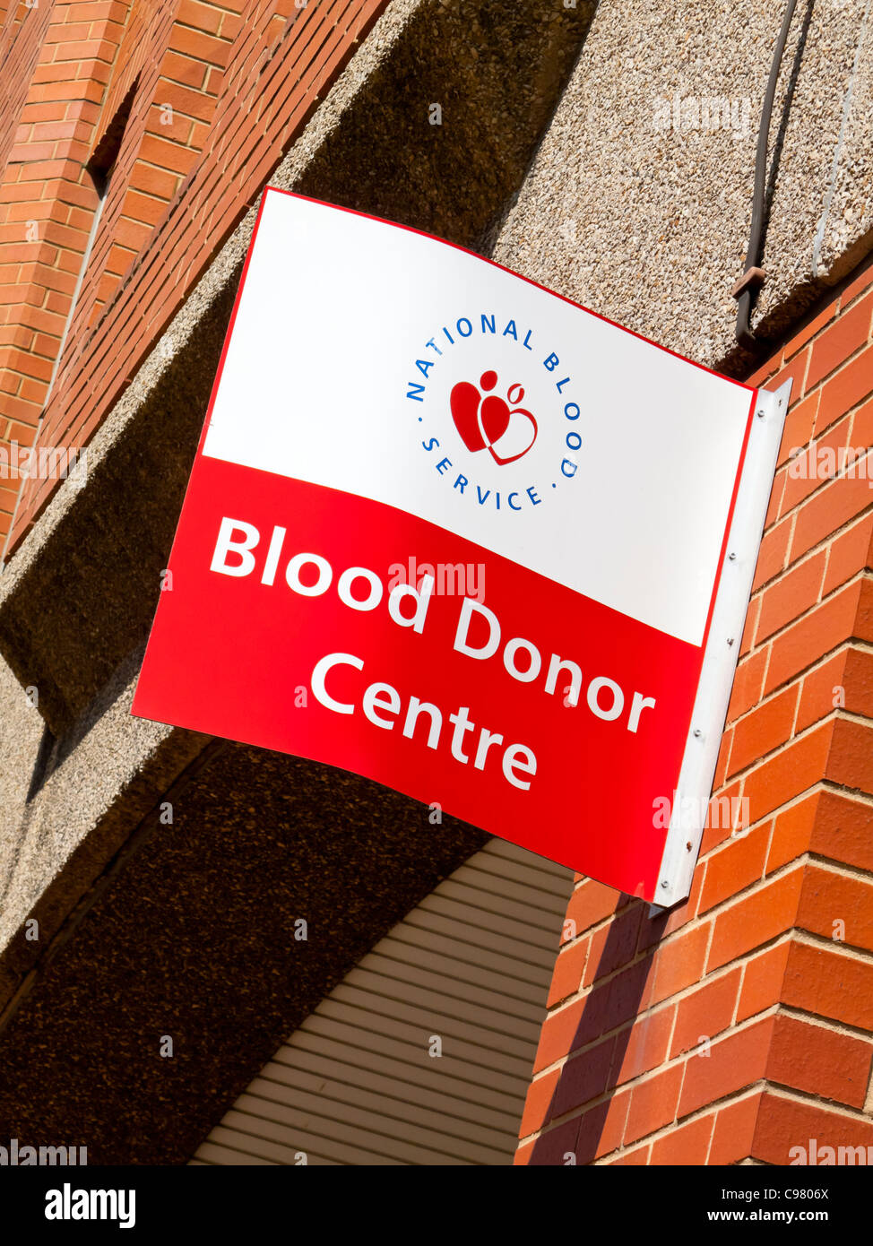 Blood Donor Centre sign outside National Blood Service premises in ...