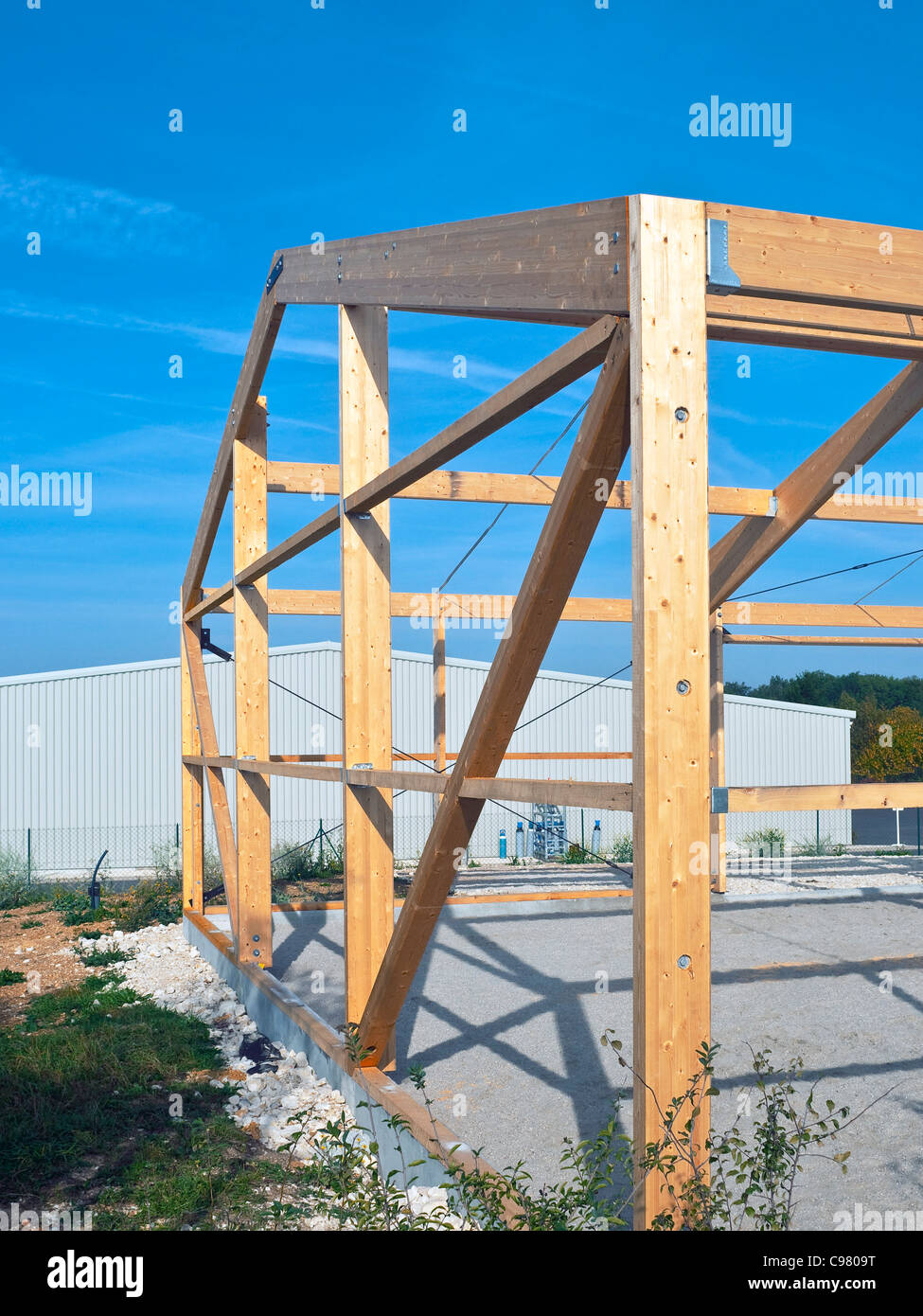 New modern timber unit building construction - France Stock Photo - Alamy