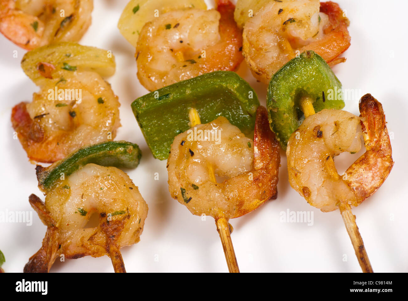 Prawn and vegetable kebabs seasoned with herbs Stock Photo - Alamy
