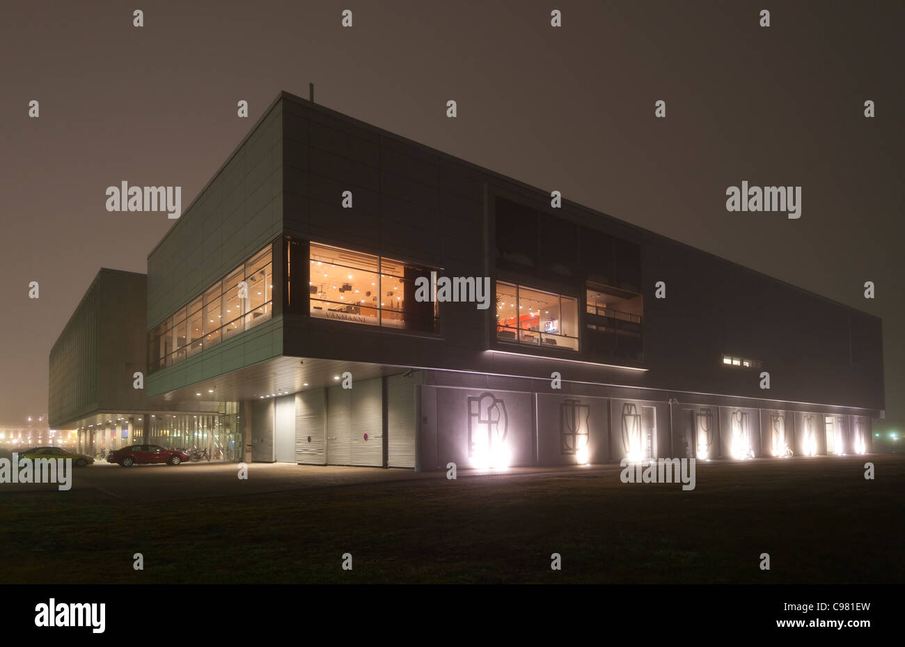 The Oulu, Finland theater at night Stock Photo - Alamy