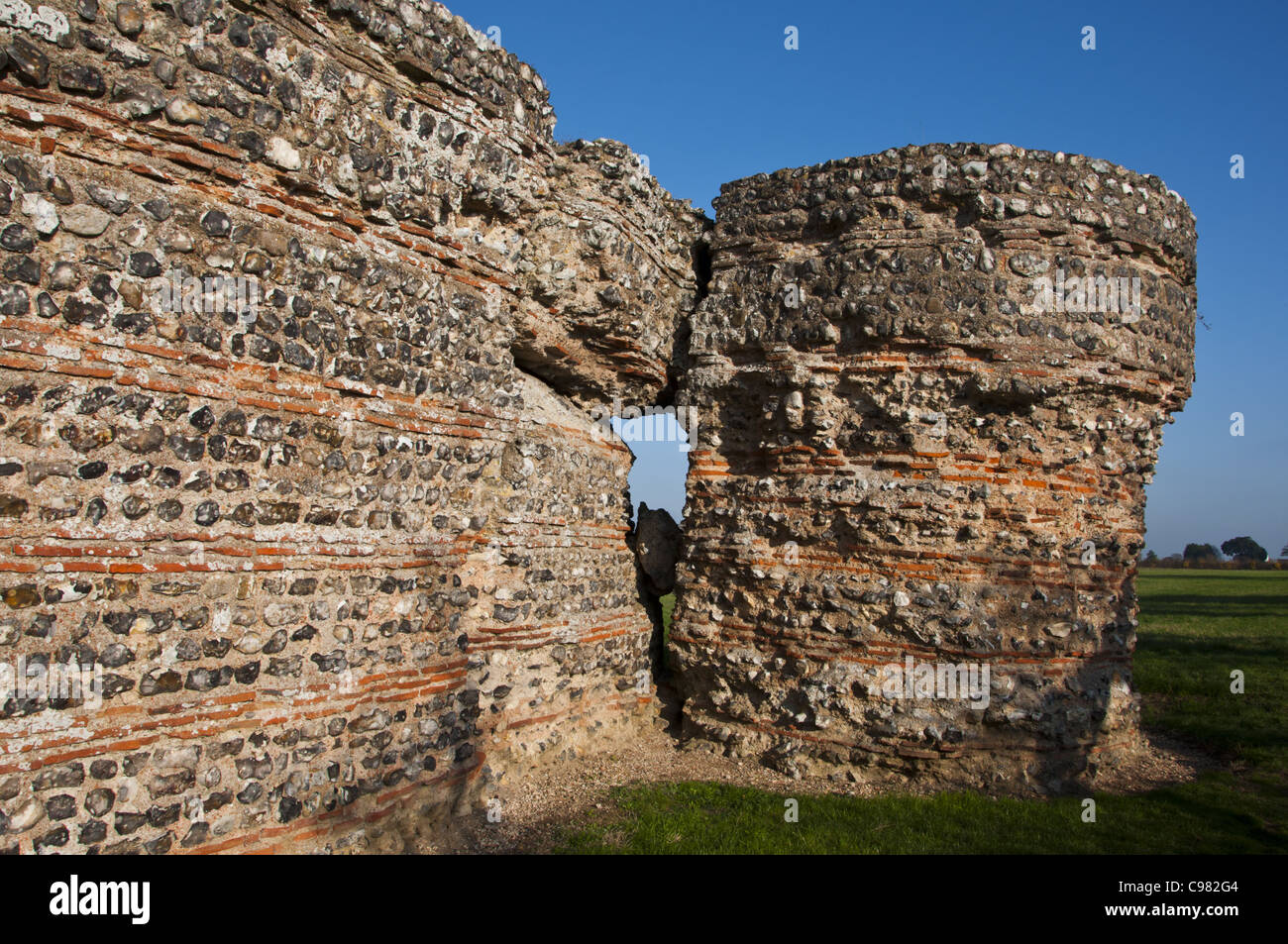 Burgh castle Roman Fort Norfolk south east corner tower Stock Photo - Alamy