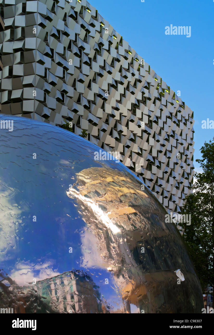 Steel sphere and modern architecture in Sheffield city centre South ...
