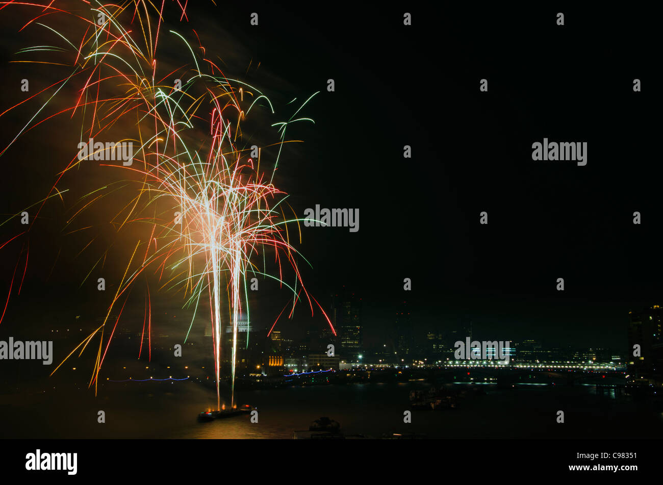Fireworks display over The Thames Stock Photo - Alamy