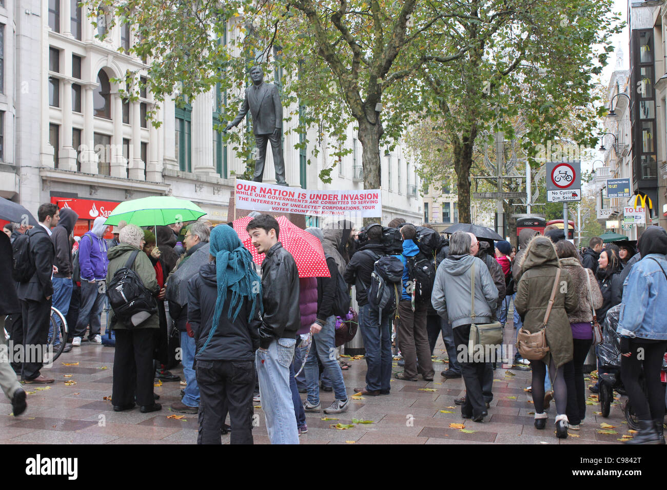 protesters in Cardiff Stock Photo - Alamy