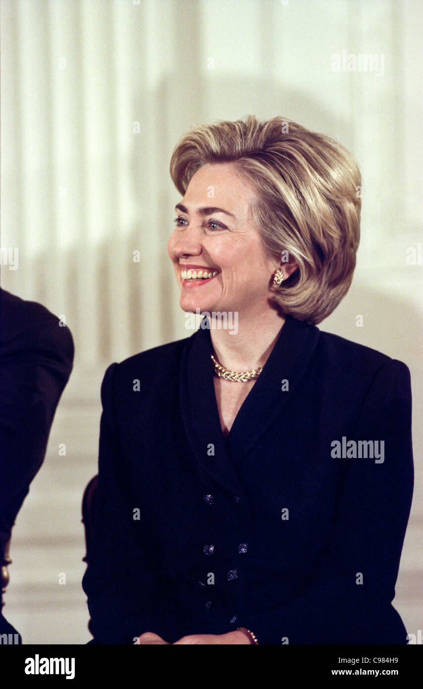 First Lady Hillary Clinton during a White House event February 17, 1999 ...