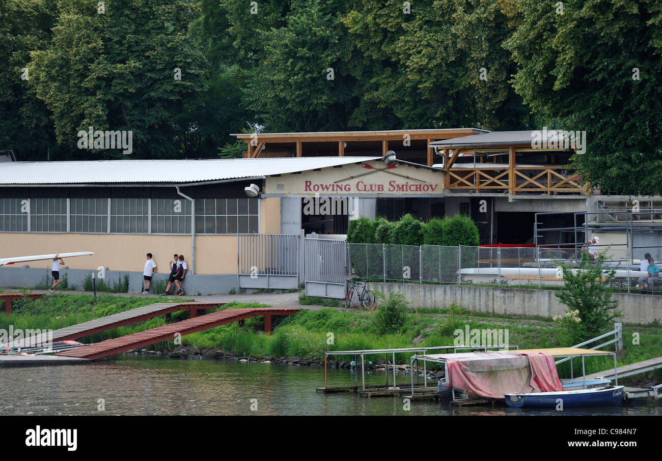 rowing club practice facility River Vltava Podoli Prague Czech Republic ...