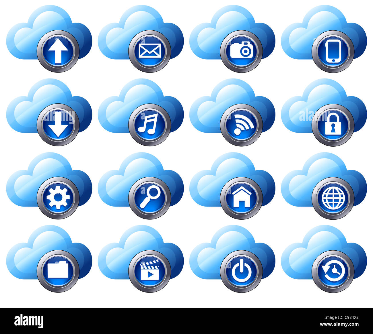 Cloud, Computing, upload, application icon backup Set 1 Stock Photo - Alamy