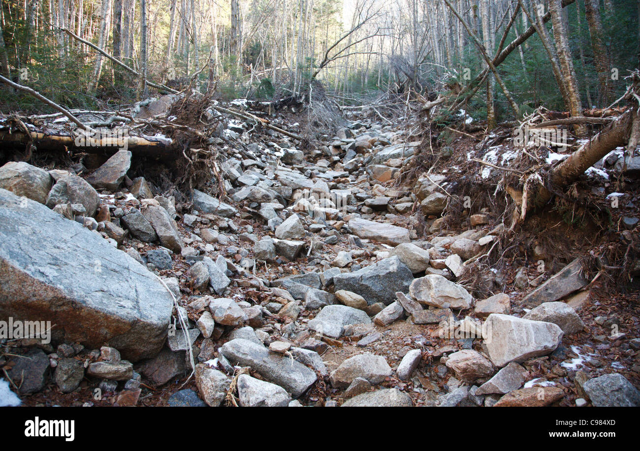 Landslide path on the side of the Hancock Mountain Range in the ...