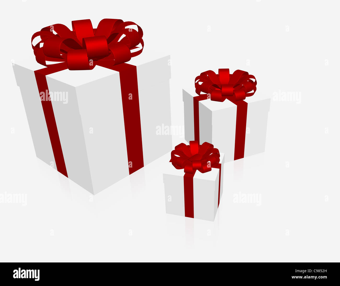 3d Render of 3 Gift Boxes on White Stock Photo - Alamy