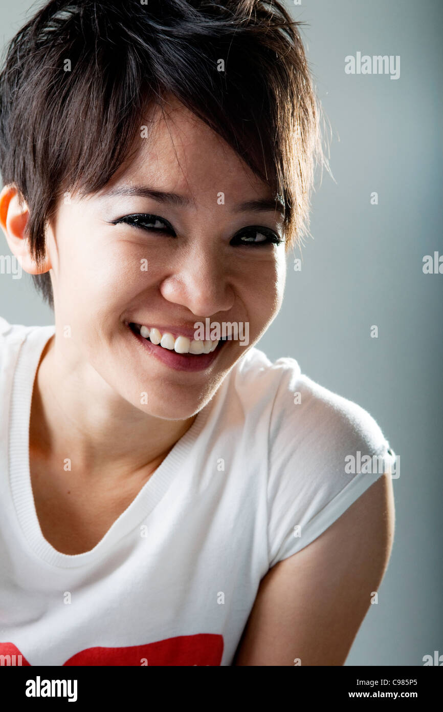 Close up Smiling Japanese Rock Girl Portrait Stock Photo - Alamy