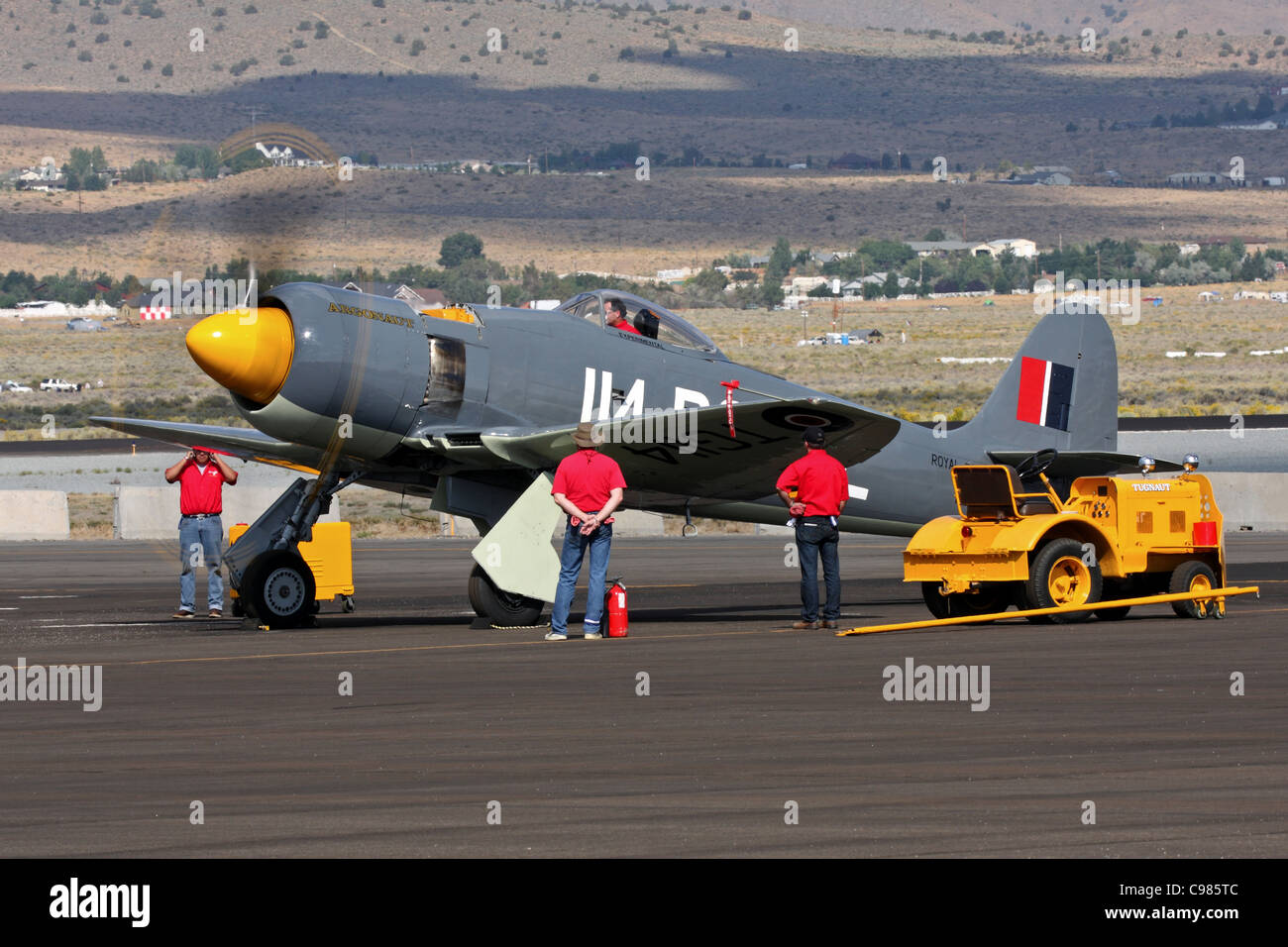 Hawker Sea Fury "Argounaut" doing an engine run up during the 2011 Reno ...