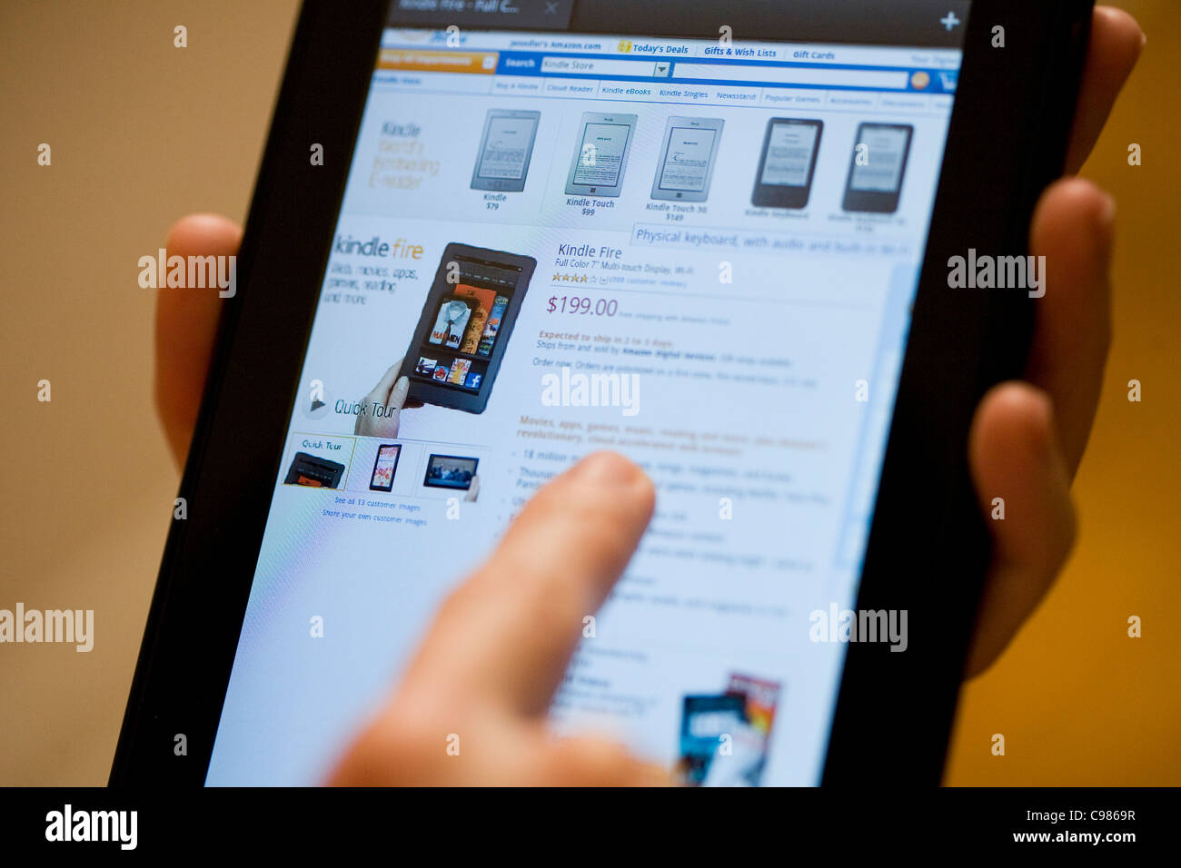 The Amazon.com Kindle Fire tablet computer Stock Photo - Alamy