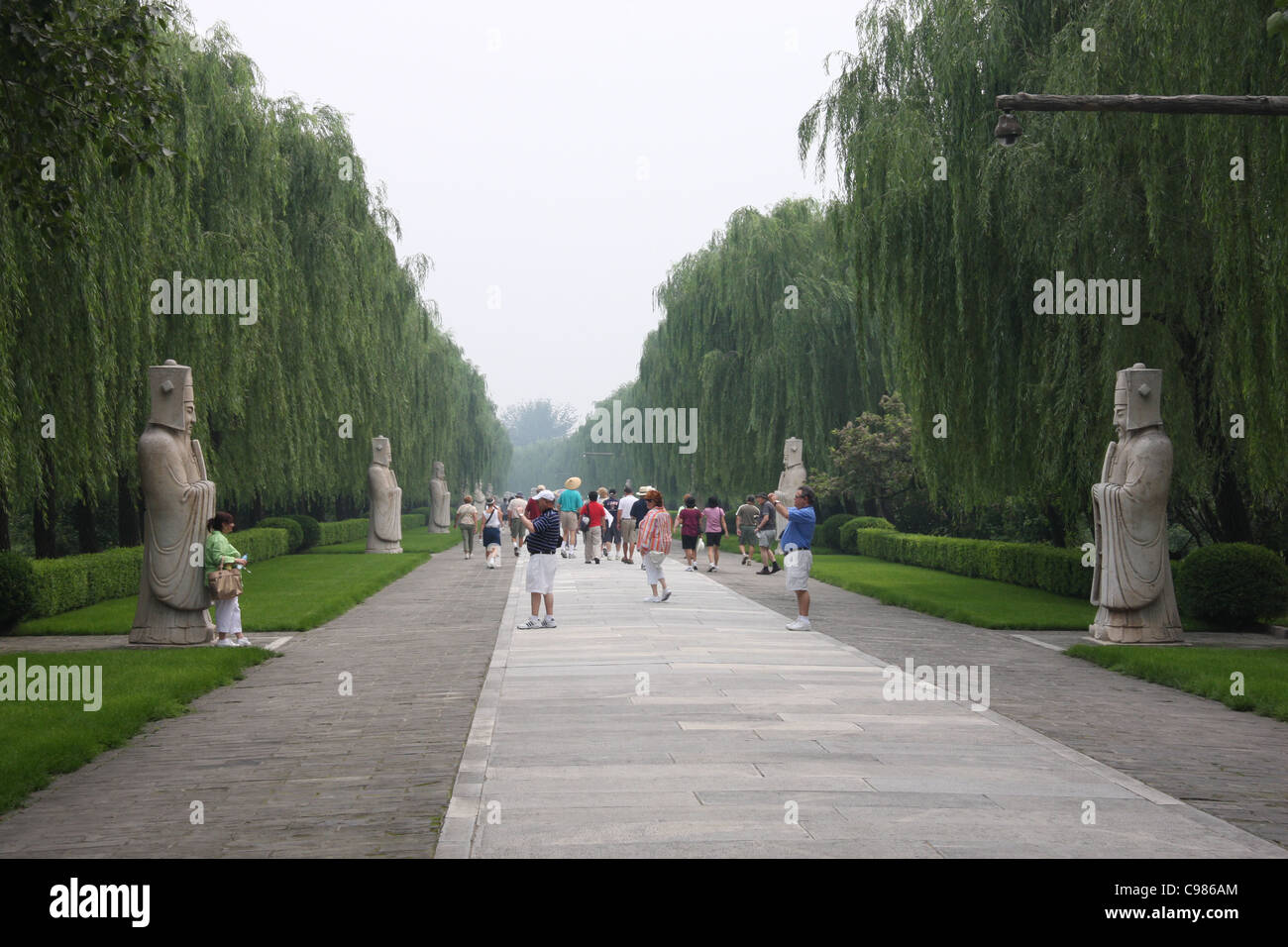 Statues line the promenade at the General Sacred Way of the Ming Tombs ...
