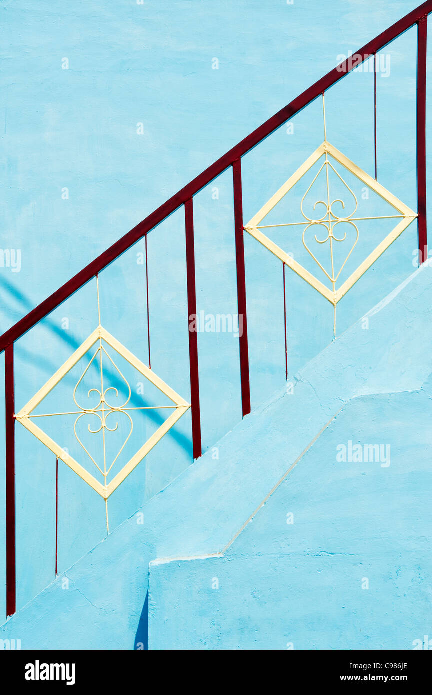 Indian stair case railings pattern with heart and square shapes. Andhra ...
