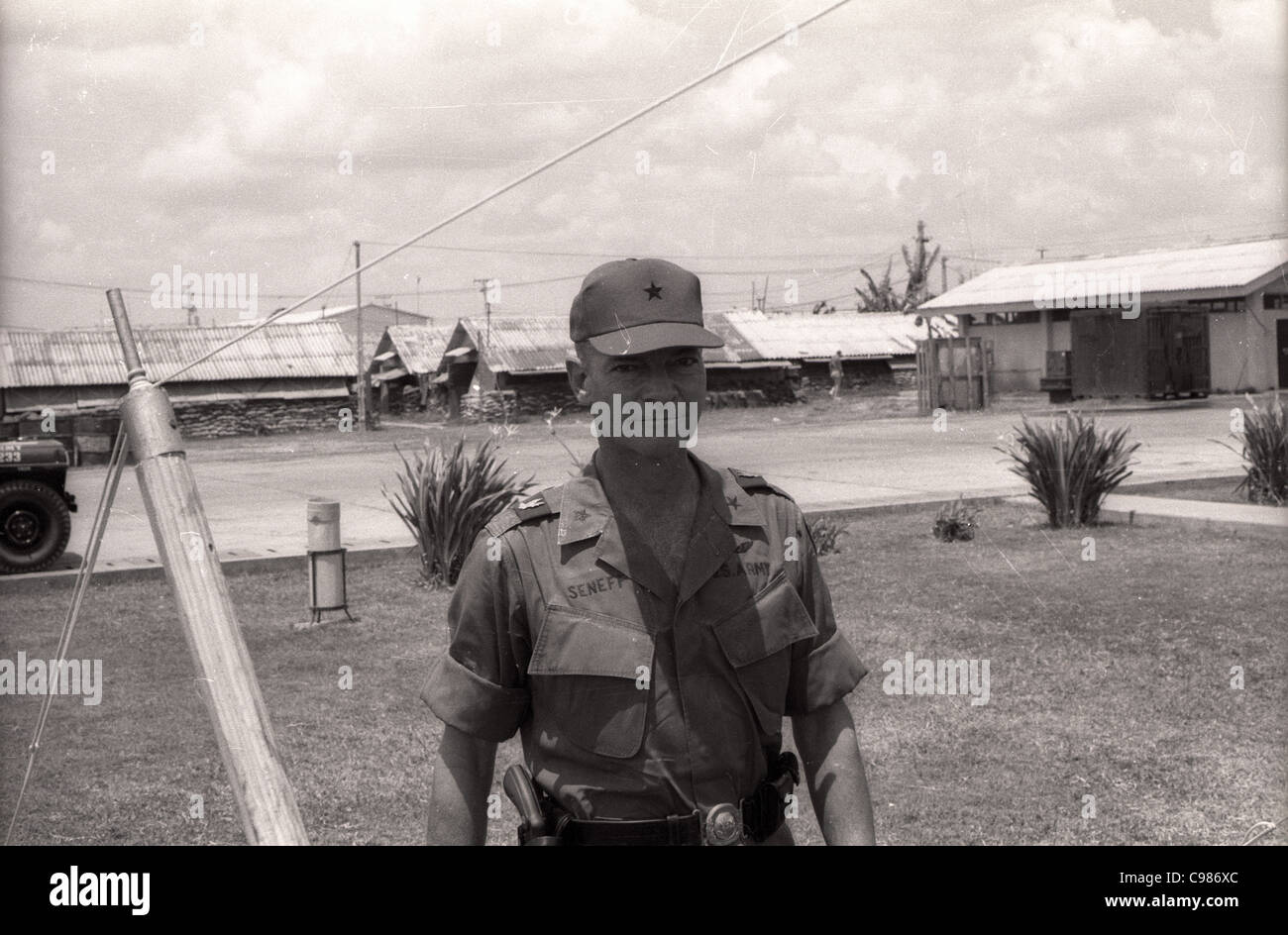 General George P. Seneff visits Vietnam War helicopter unit basecamp ...