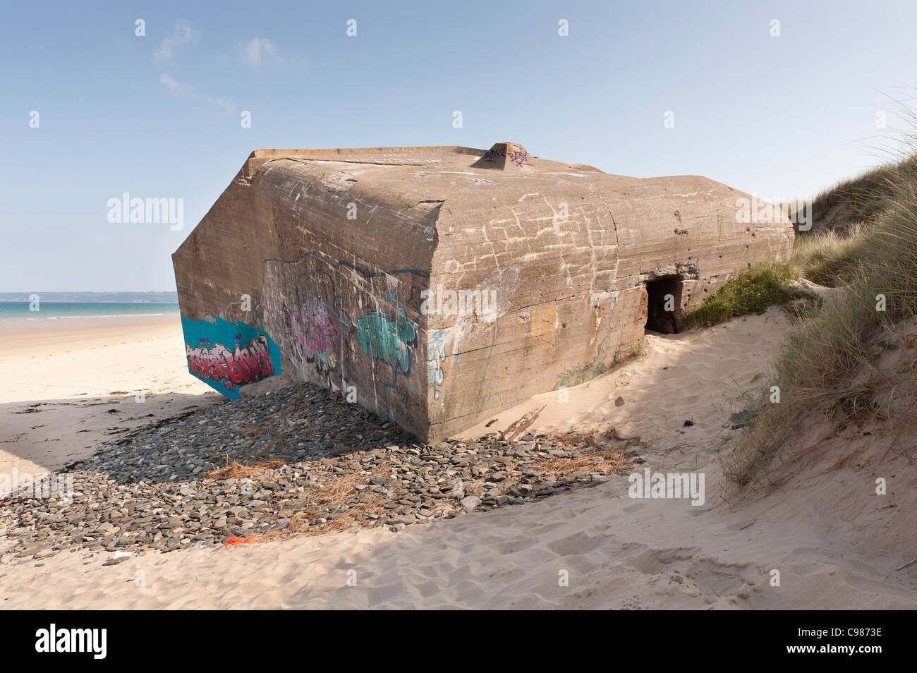 Remains of the Atlantic Wall in Normandy, off the beaten track behind a ...