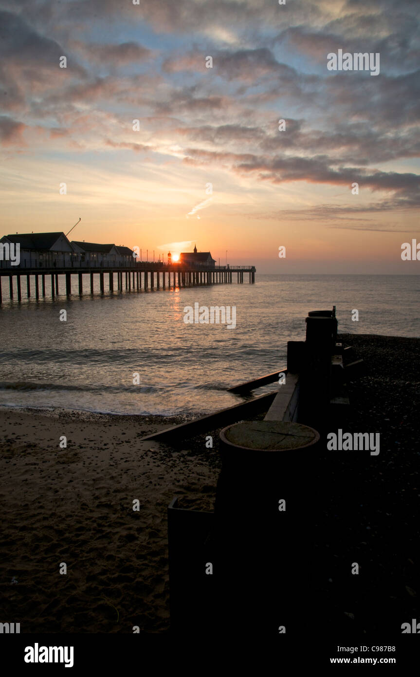 Southwold Suffolk UK Pier Beach Sunrise Stock Photo - Alamy