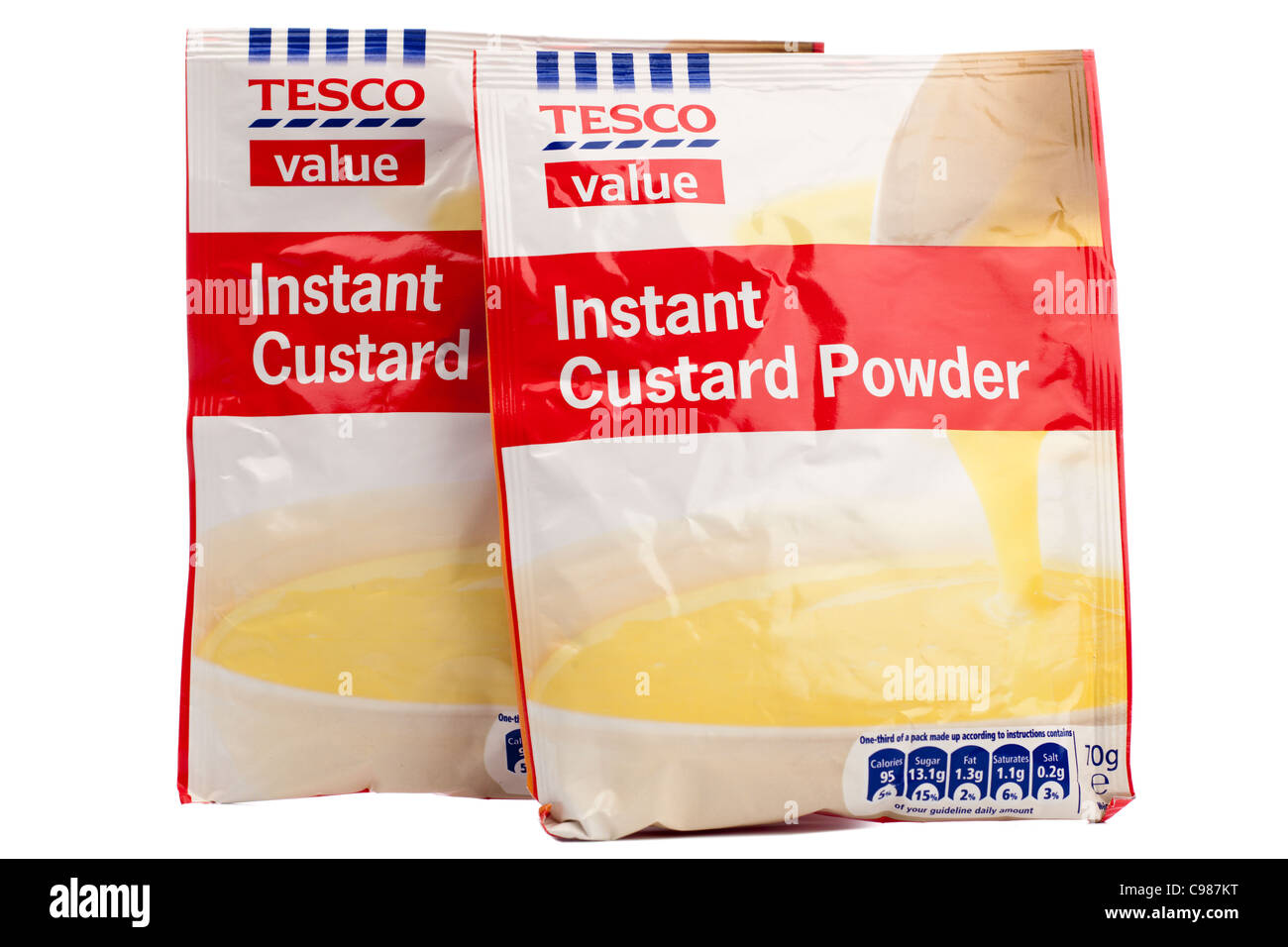 Two packets of Tesco value Instant custard powder Stock Photo - Alamy