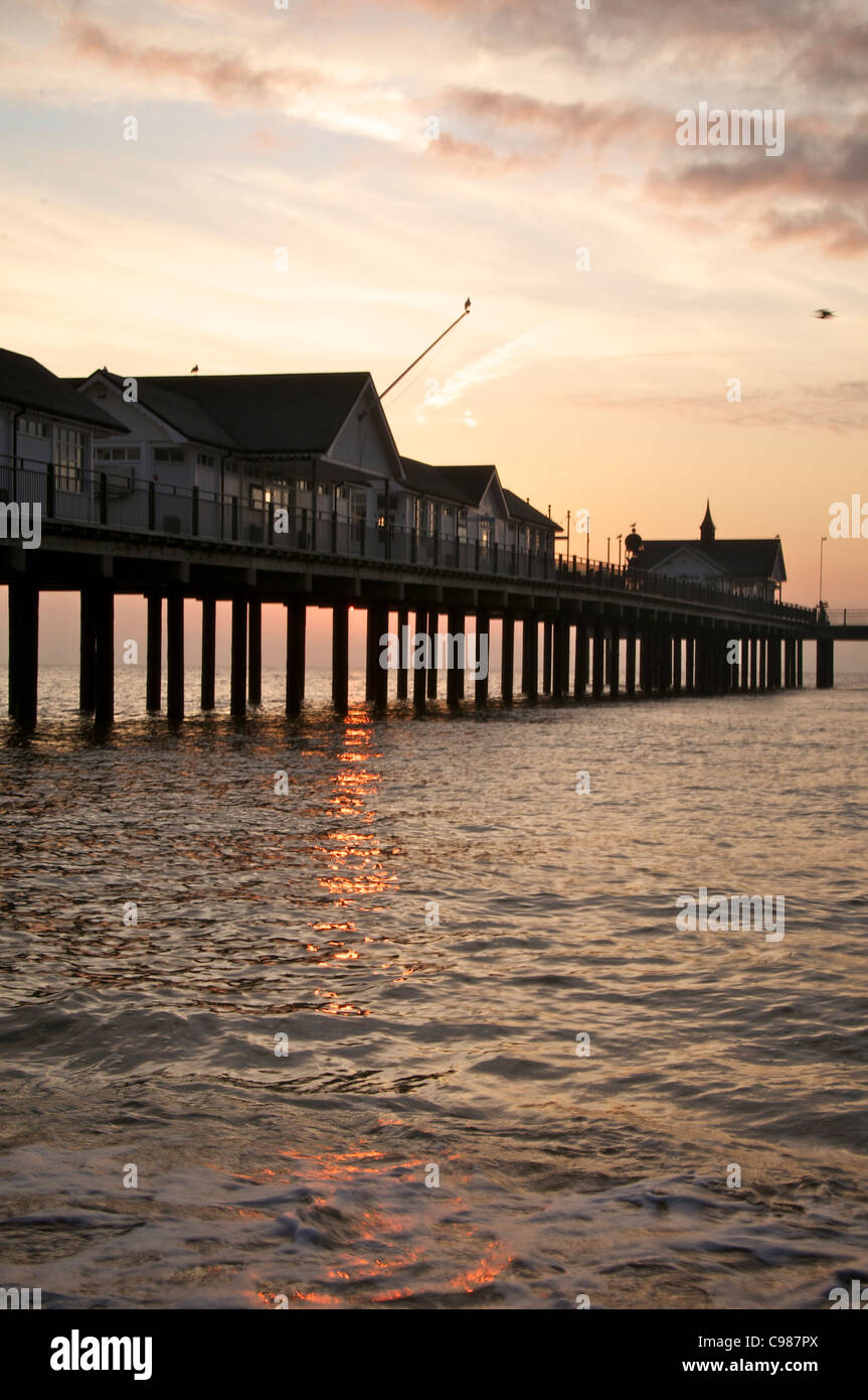 Southwold Suffolk UK Pier Beach Sunrise Stock Photo - Alamy
