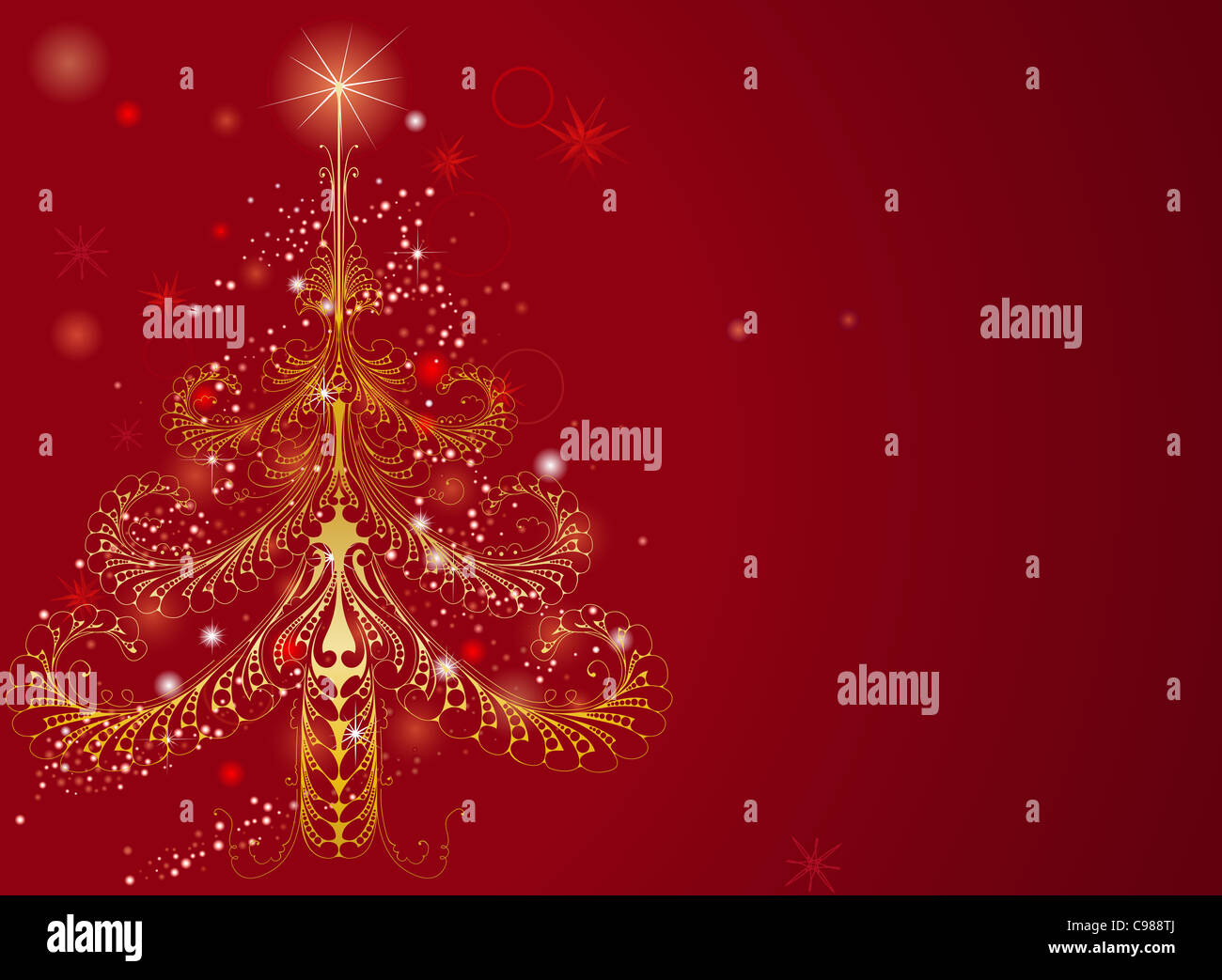 Background illustration of a beautiful golden Christmas tree pattern on ...