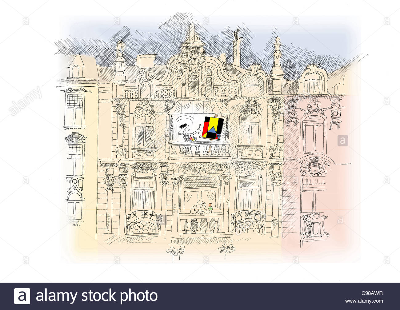 Balcony Drawing Stock Photos & Balcony Drawing Stock Images - Alamy