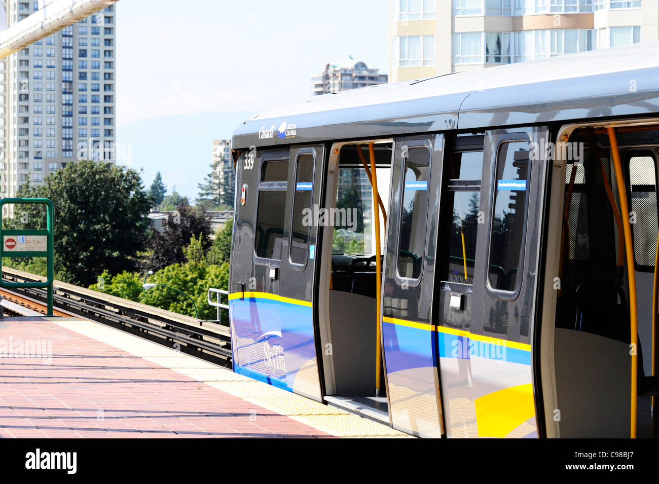 Skytrain in station, Vancouver Stock Photo - Alamy