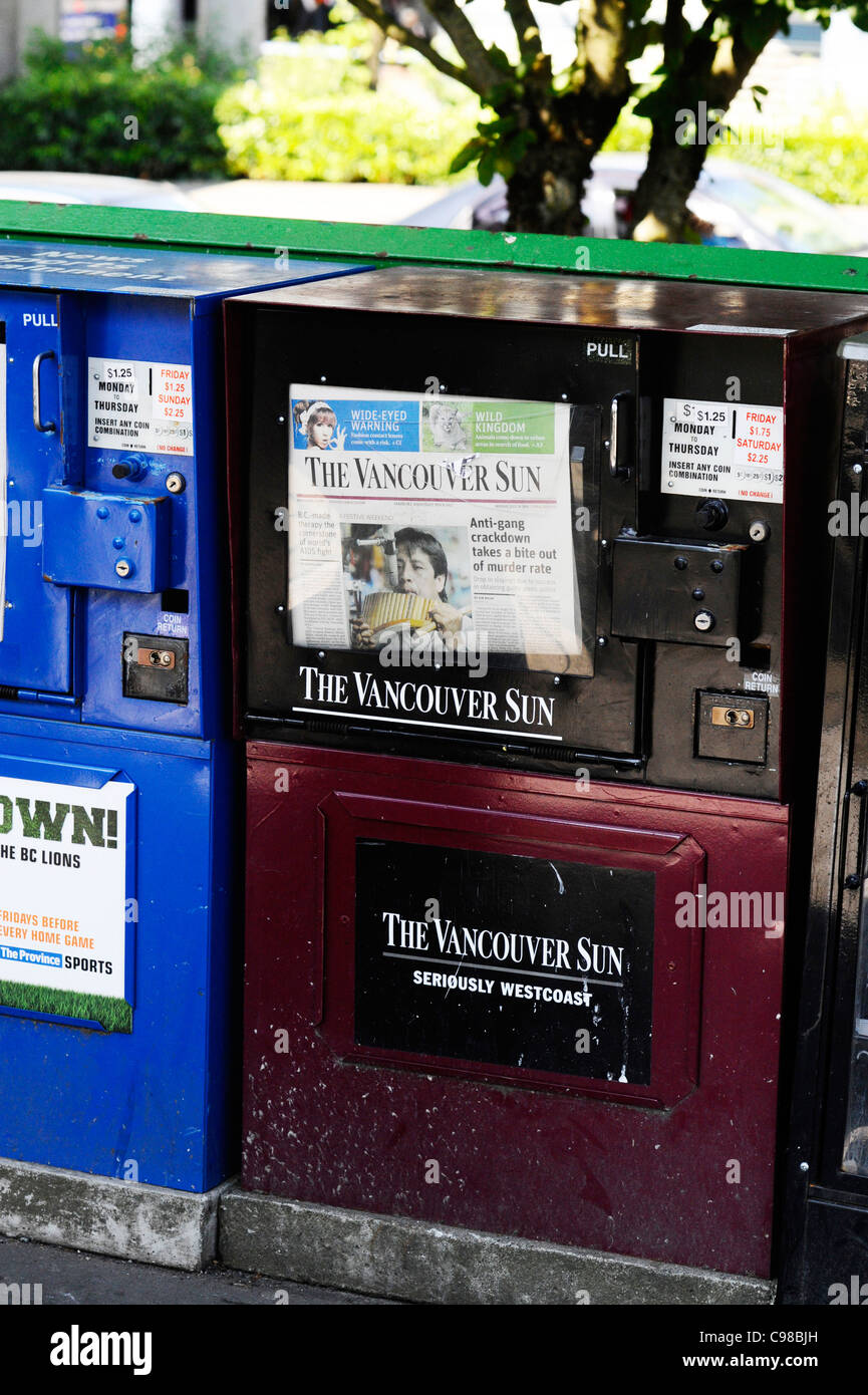 Newspaper vending machines in Vancouver Stock Photo - Alamy
