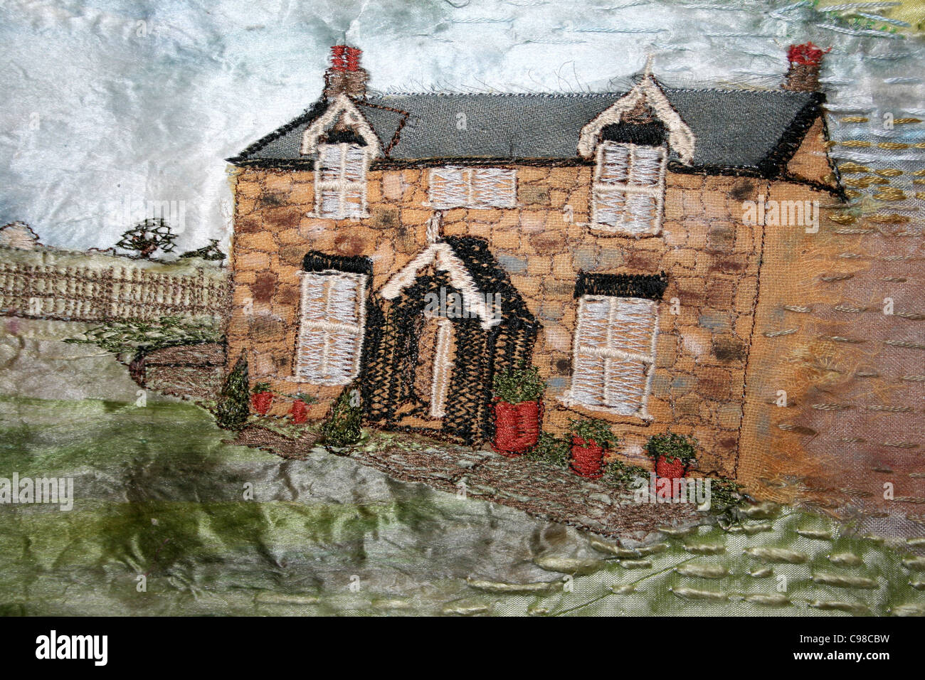 Embroidered Welsh Cottage Stock Photo - Alamy