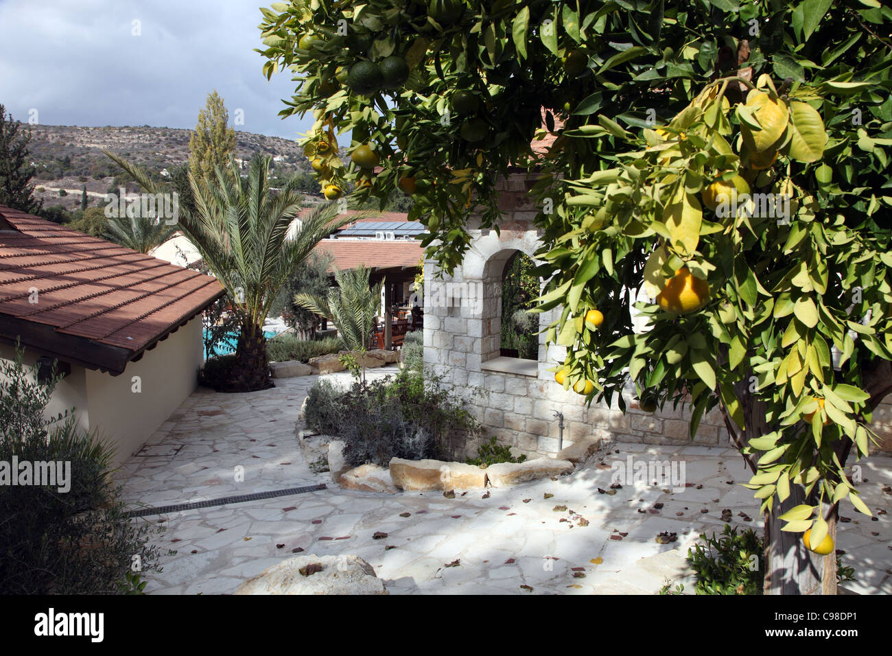 grounds of Ayii Anargyri Resort & Spa, Cyprus Stock Photo - Alamy