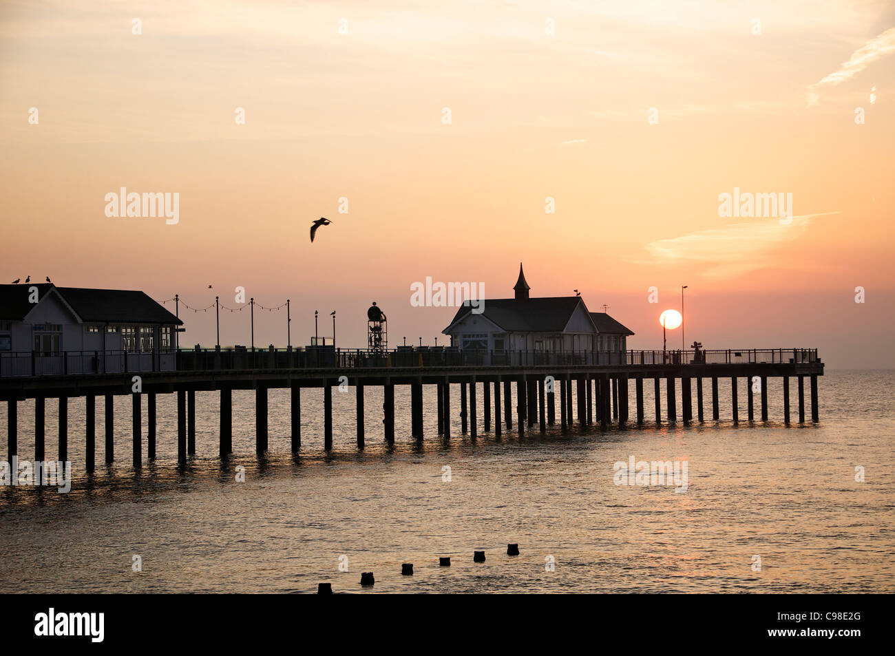 Southwold Suffolk UK Pier Beach Sunrise Stock Photo - Alamy