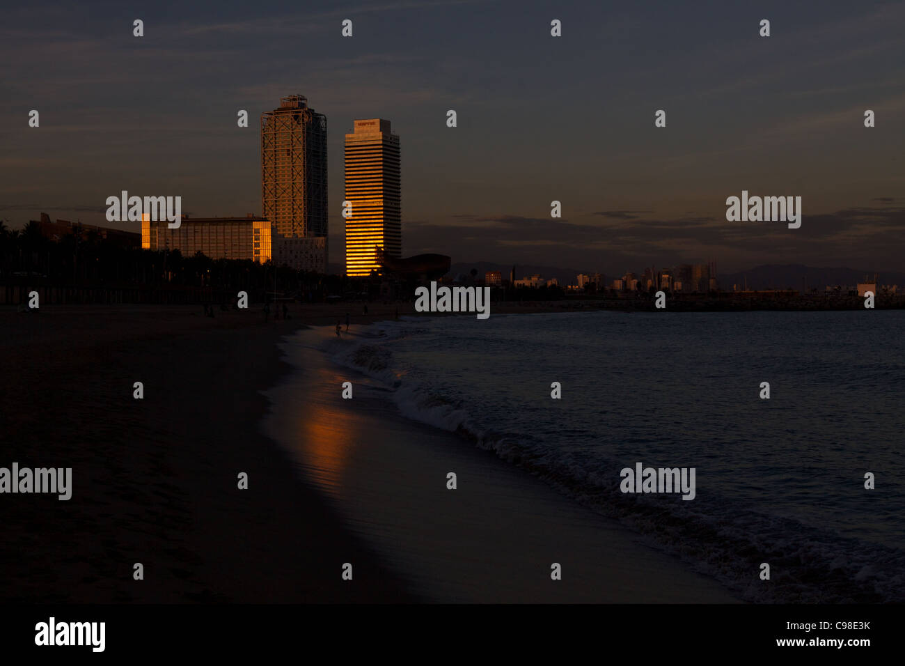 Barcelona beach sunset hi-res stock photography and images - Alamy