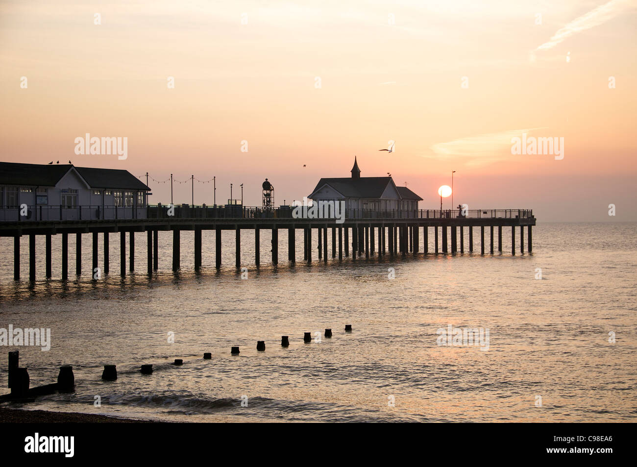 Southwold Suffolk UK Pier Beach Sunrise Stock Photo - Alamy