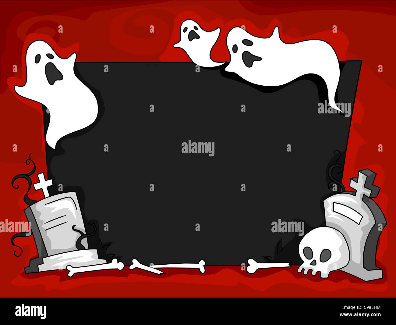 Frame Illustration Featuring a Graveyard Stock Photo - Alamy