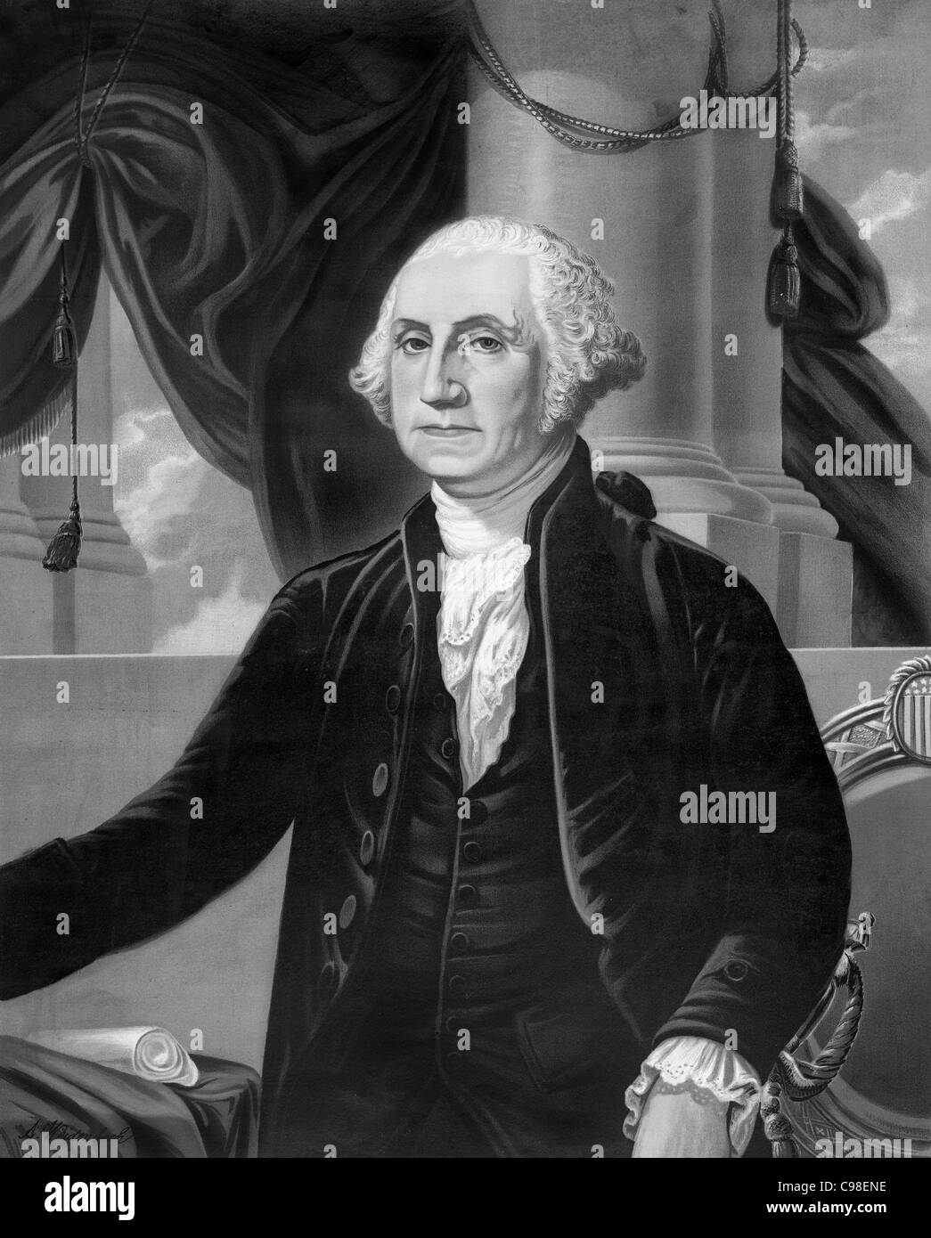 Historical portrait george washington Black and White Stock Photos ...