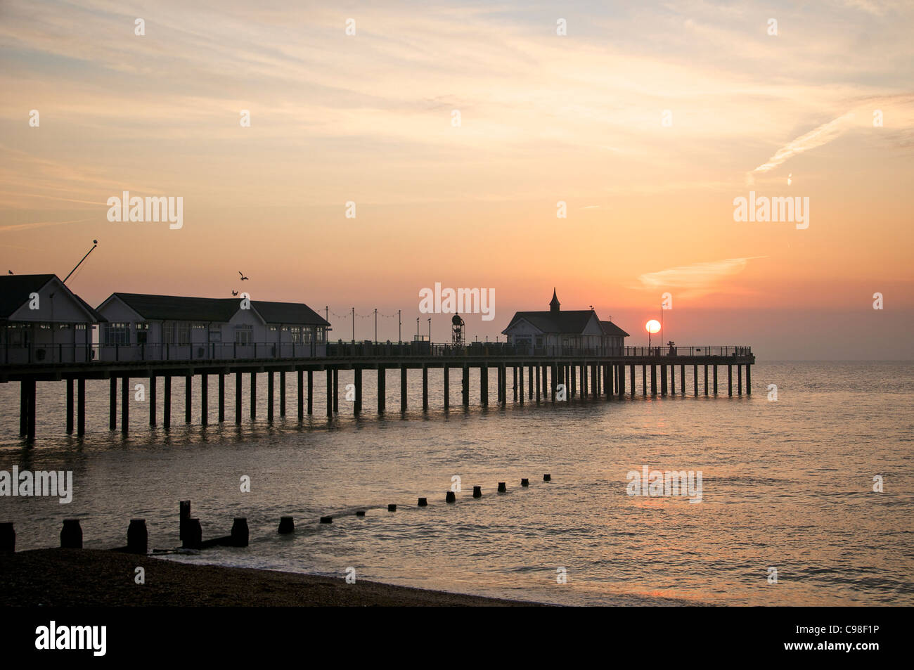 Southwold Suffolk UK Pier Beach Sunrise Stock Photo - Alamy