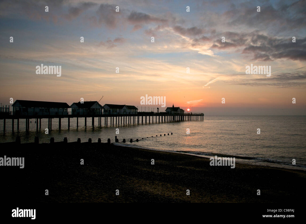 Southwold Suffolk UK Pier Beach Sunrise Stock Photo - Alamy