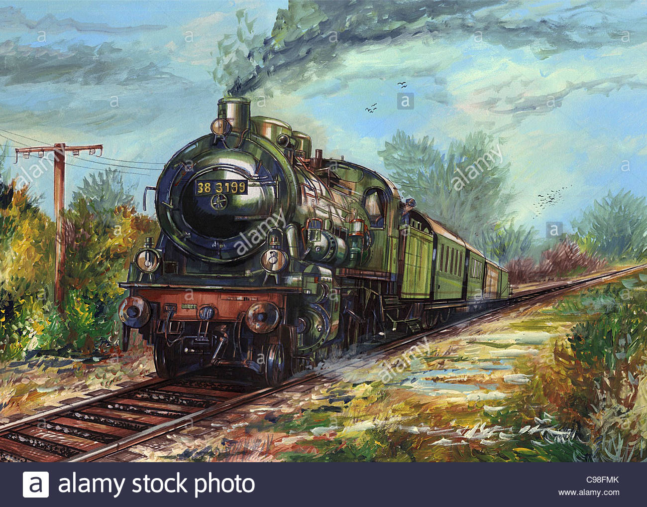 Drawing Of Steam Locomotive Stock Photos & Drawing Of Steam Locomotive ...