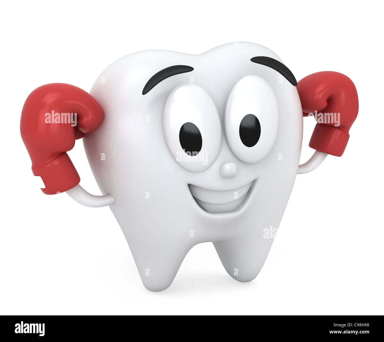 3D Illustration of a Tooth Showing His Strength Stock Photo - Alamy