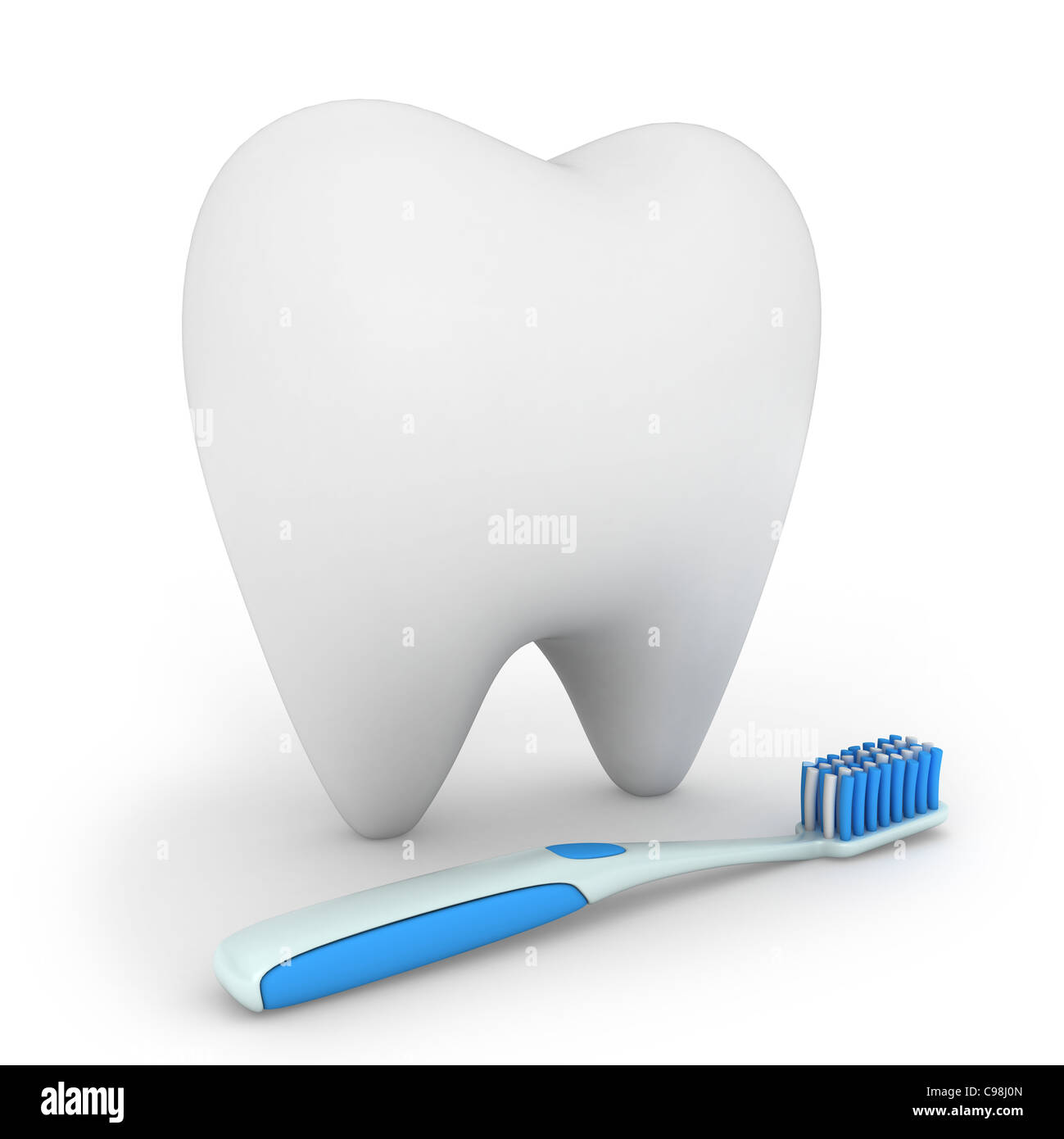 3D Illustration of a Toothbrush and a Tooth Stock Photo - Alamy