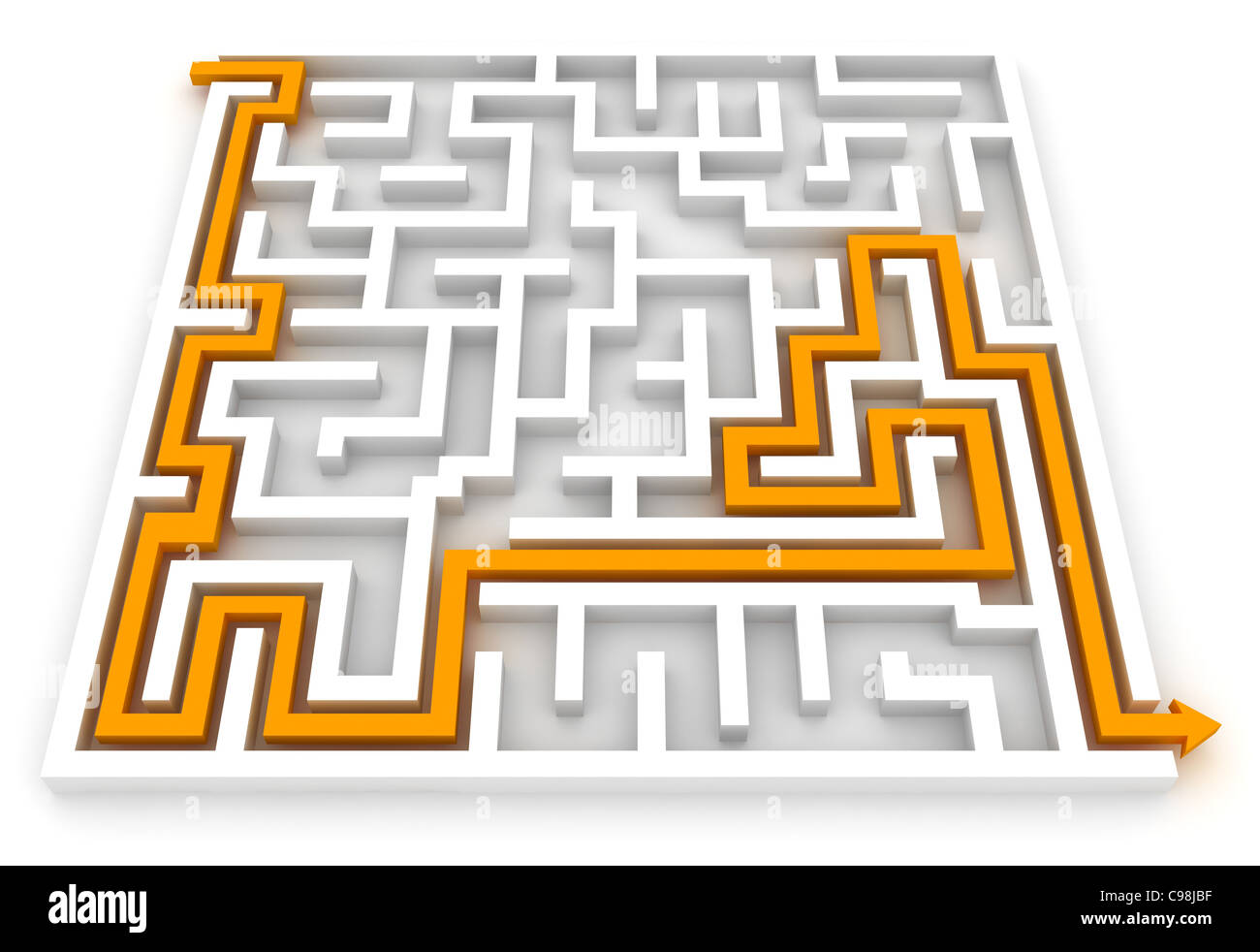 3D Illustration of an Arrow Pointing the Way Out of a Maze Stock Photo ...