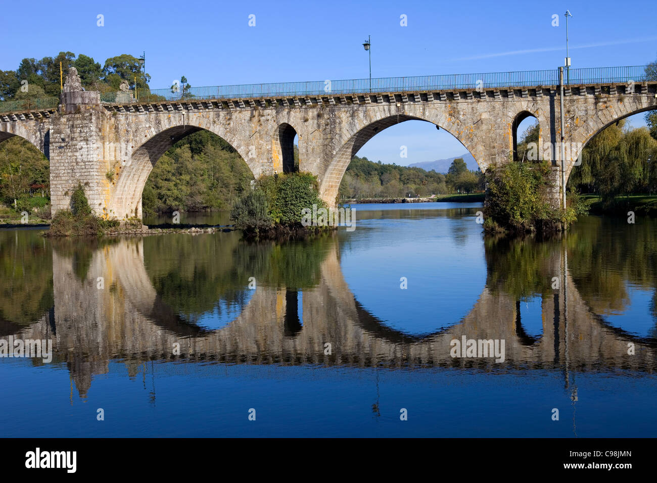ancient roman bridge of Ponte da Barca in the north of portugal Stock ...