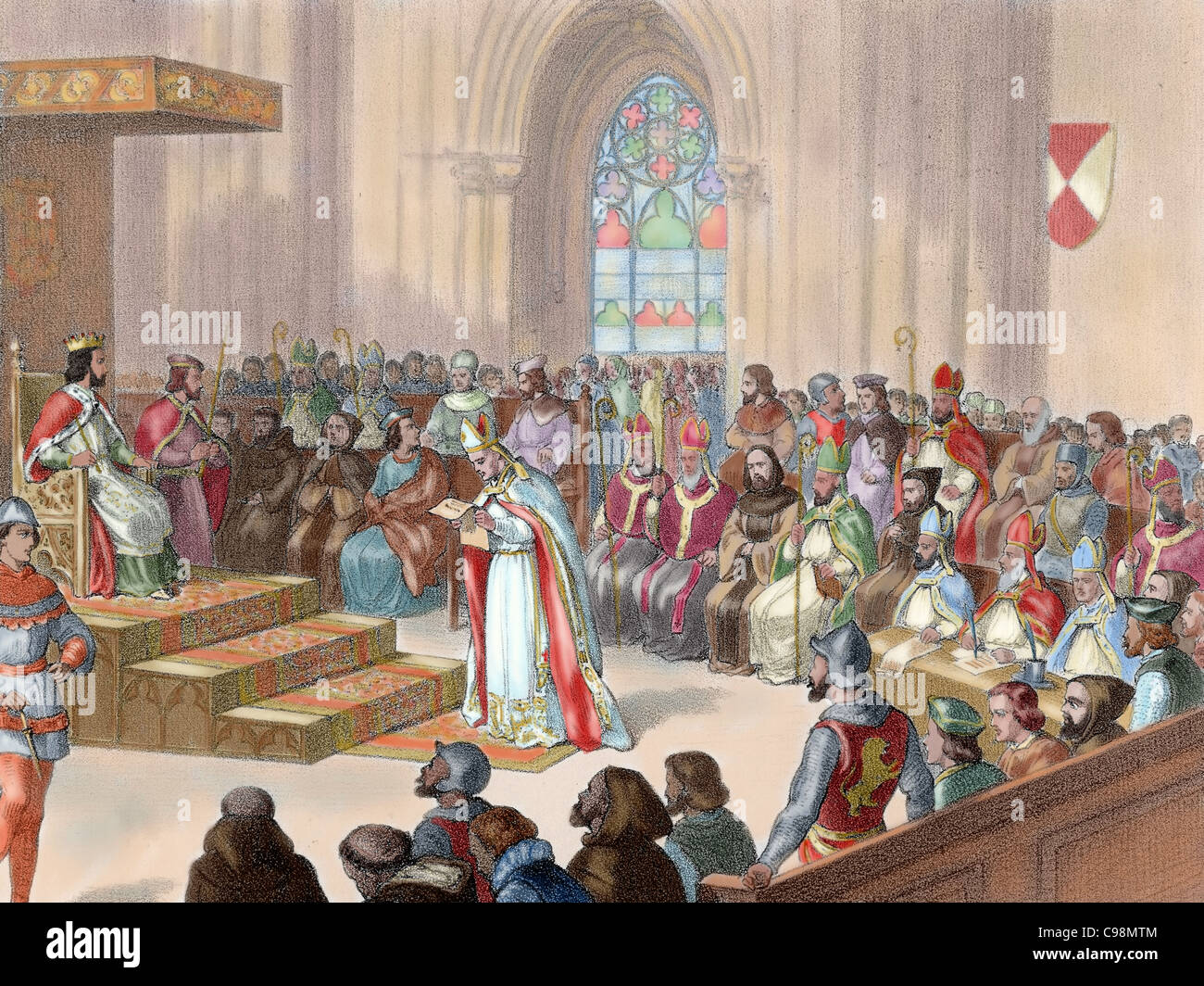Third Council of Toledo (589), chaired by Reccared I (d. 601 Stock ...