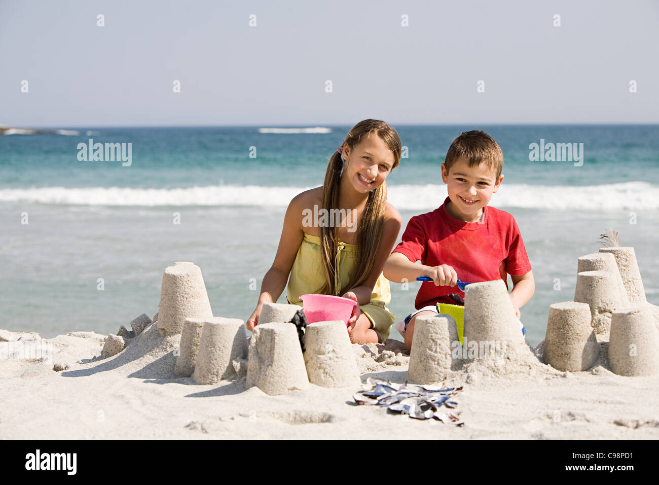 Children Building Sandcastles Stock Photos & Children Building ...