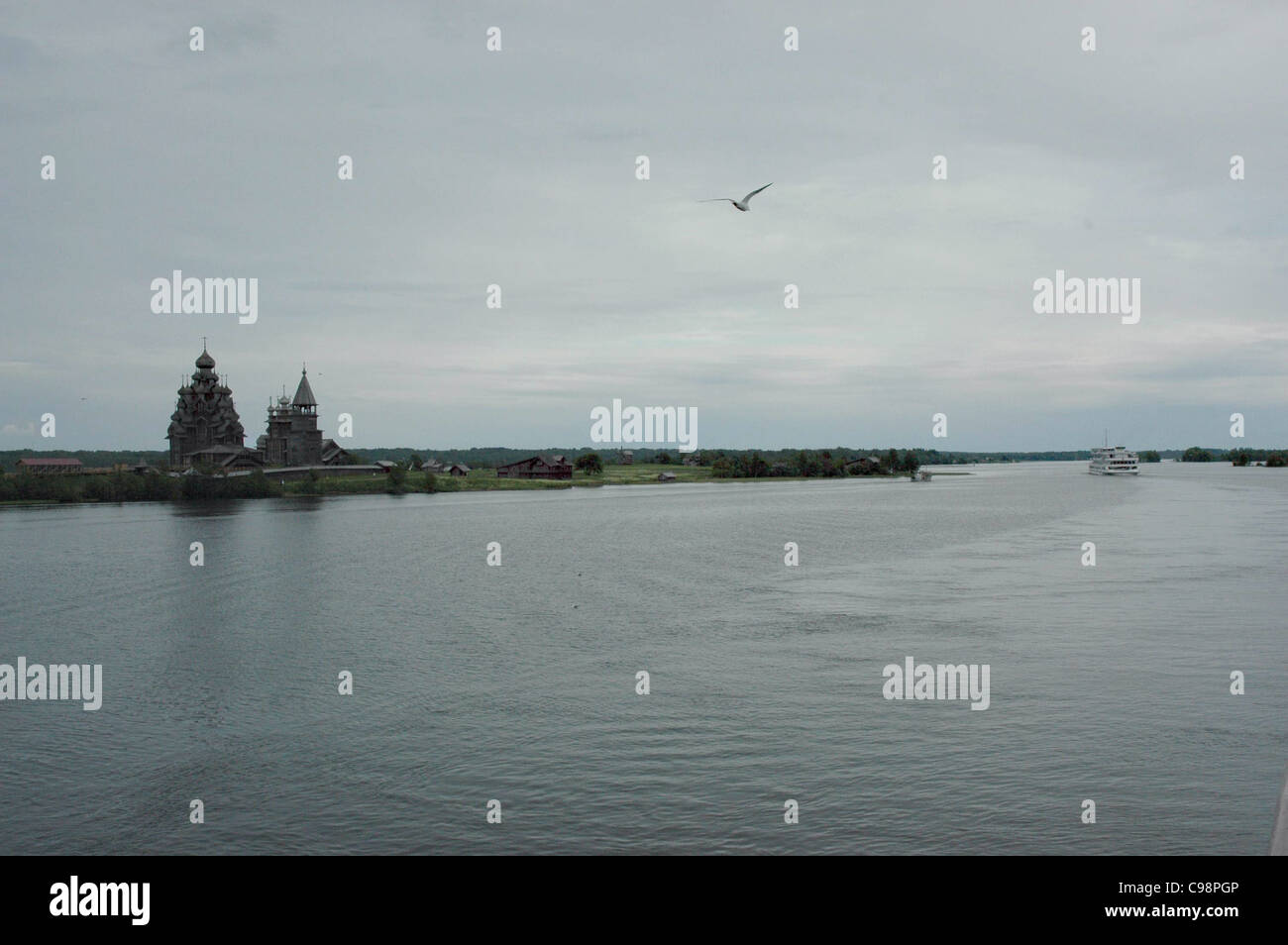 Kiji wooden churches and the Onega lake, the entire island form a ...