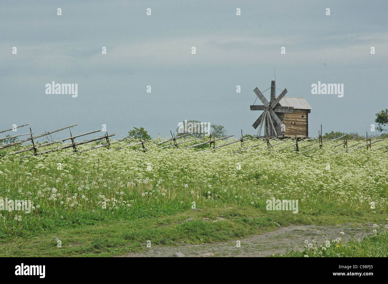 Kiji island Russia a windmill, KIJI island in the Onega lake. The older ...