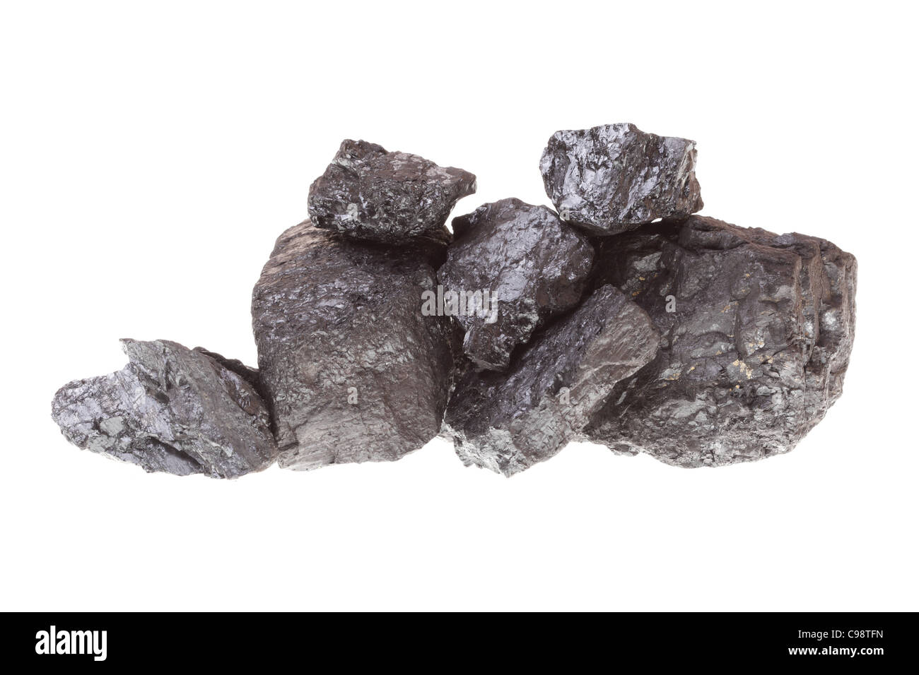 Pieces of coal isolated on white background Stock Photo - Alamy
