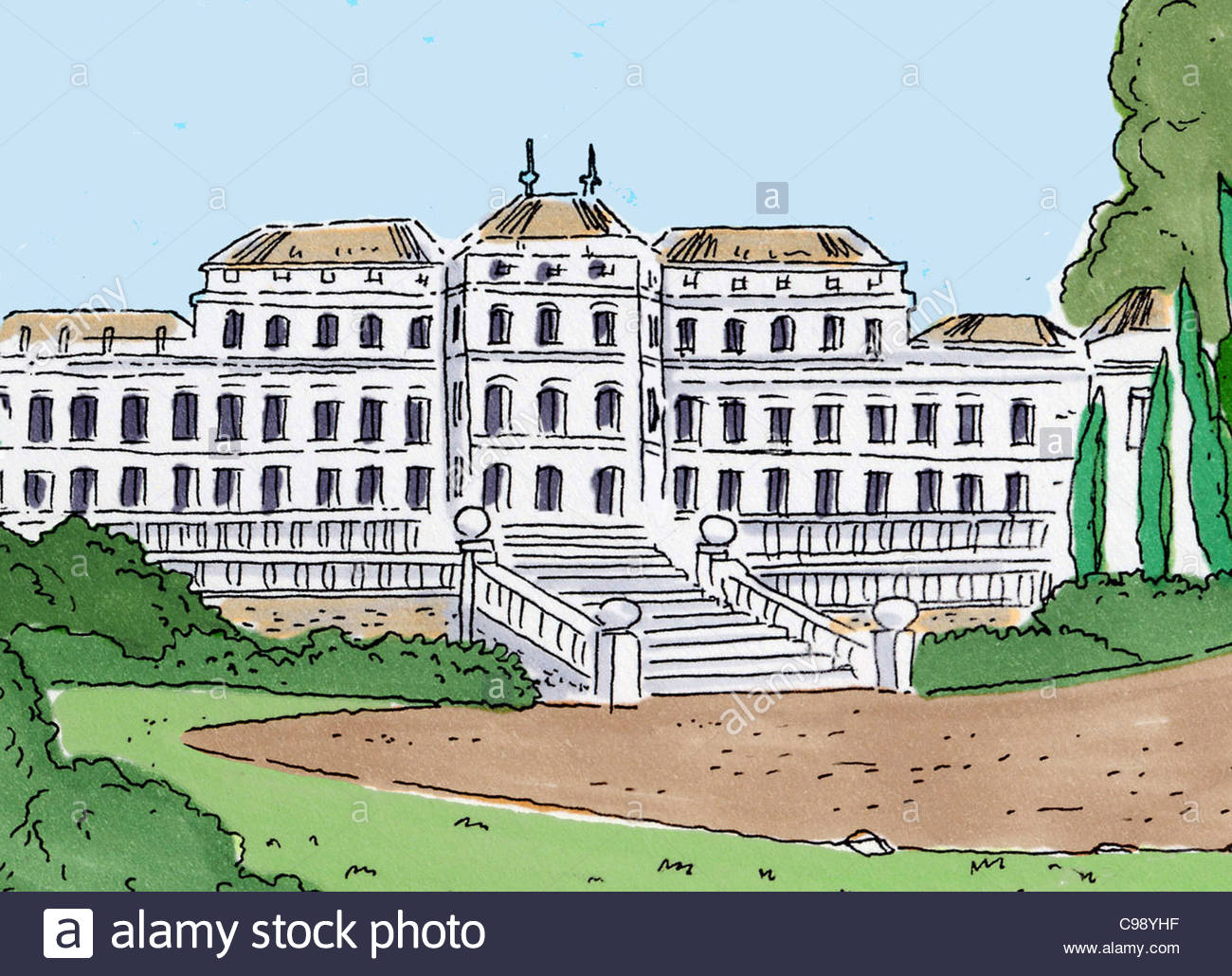 Architectural Drawing Castle Stock Photos & Architectural Drawing ...